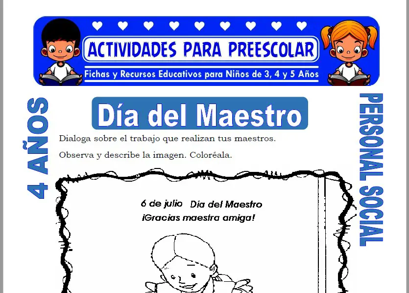Día del Maestro para Niños de 4 Años | Actividad Preescolar – 2026